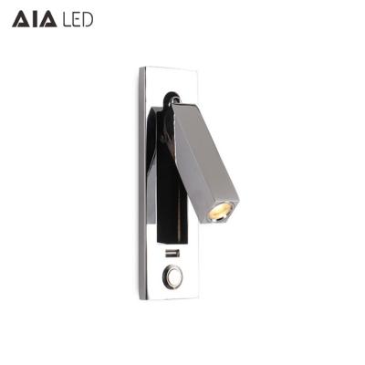 China Indoor usb LED bedside wall light/Interior led reading wall lamp headboard wall light for hotel for sale
