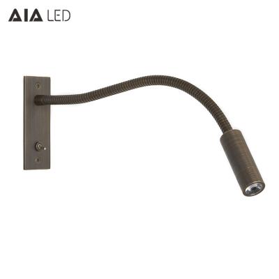 China Good quality recessed mounted 3W reading wall lamp hotel led flexible arm bedside reading light for house decoration for sale
