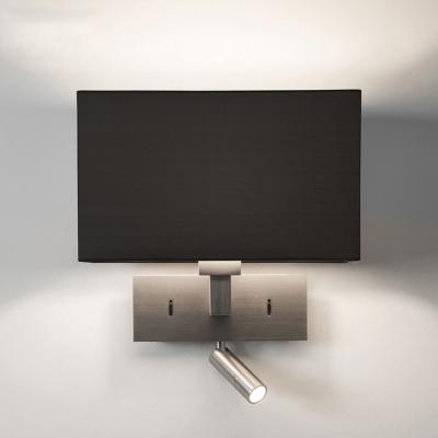 China Recessed mounted fabric shade E27 square switch led reading wall light 3W led bedside wall lamps for villa projects for sale