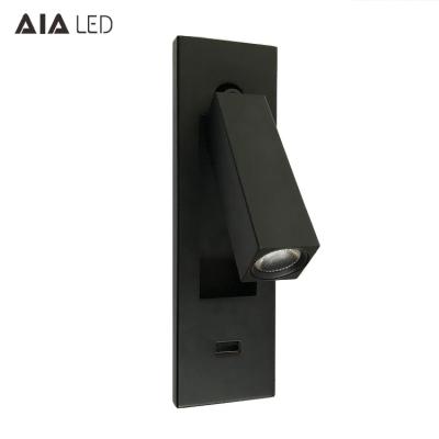 China IP20 adjustable angle square bedside wall light/indoor led reading wall lamp headboard wall light for sale