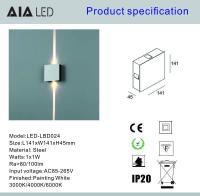 China Steel inside 2x1W  IP20 modern LED wall light /LED decoration wall light for showroom for sale
