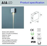 China Steel indoor 1x1W  IP20 modern LED wall light /LED decoration wall light for bar used for sale