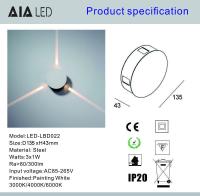 China Steel 5degree 3x1W  IP20 modern 3meters distance LED wall light /LED decoration wall light for sale