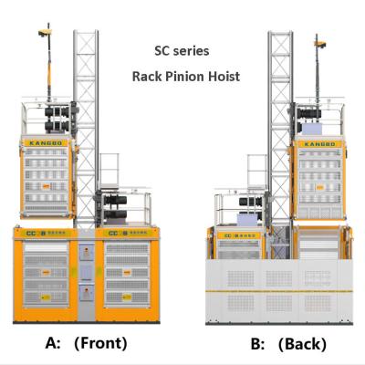 China Sand Blasting and Paint or Galvanized Customized Cage Size Construction Site Hoist with High Strength Steel for sale