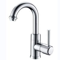 China Chromium Single Handle Basin Faucet with Earthenware Spool and Hot Cold Water Mixer for sale