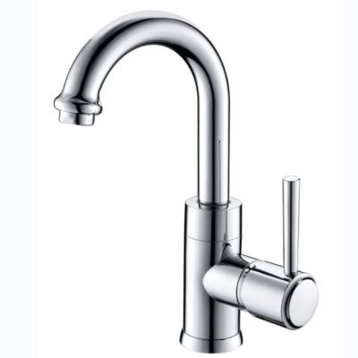 China Chromium Single Handle Basin Faucet with Earthenware Spool and Hot Cold Water Mixer for sale