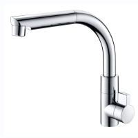China ABS Material Kitchen Faucet with Wall-Mounted Installation, Single Handle Design and Chrome Surface Finishing for sale