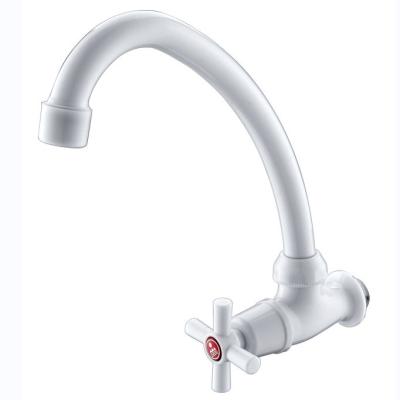 China Modern ABS Goose Neck Water Faucet with Chrome Surface Finishing Single Handle Wall-Mounted Plastic Tap for sale
