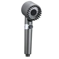 China Filtering spray shower head with massage brush, high-pressure water-saving 3-mode, PP cotton shower head for sale