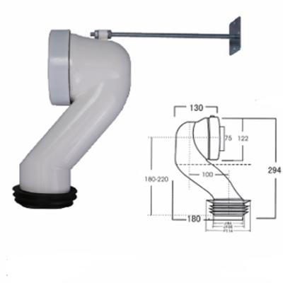 China Modern White Plastic PP Toilet Pan Connection Pipe With Exhaust Elbow For Bathroom Fittings Connection Pipe for sale
