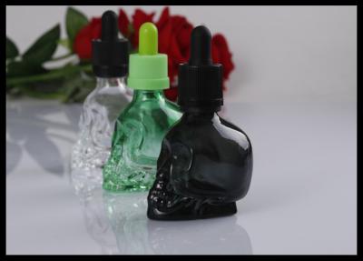 China Skull 30ml Essential Oil Glass Dropper Bottles Clear Green Black Bottle for sale