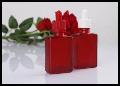 China Square 30ml Red Glass Bottle E Liquid Dropper Bottles Essential Oil Bottle for sale