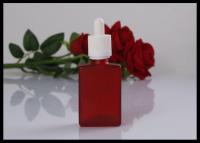 China Square 30ml Red Glass Bottle E Liquid Dropper Bottles Essential Oil Bottle for sale