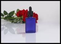 China Flat Square Essential Oil Glass Bottles Blue Matte Color For Perfume Packing for sale