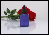 China Flat Square Essential Oil Glass Bottles Blue Matte Color For Perfume Packing for sale