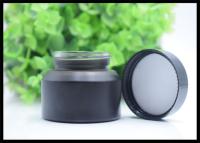 China 30g Black Frost Cream Jar Face Gel Glass Bottles Black Lids White Seal for sale