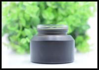 China 30g Black Frost Cream Jar Face Gel Glass Bottles Black Lids White Seal for sale