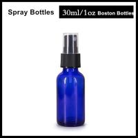 China Blue Color Glass Spray Bottle 30ml 60ml 120ml For Cosmetic Lotion / Perfume for sale