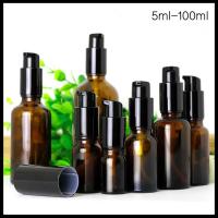 China Brown Color Essential Oil Glass Dropper Bottle Black Pump For Cosmetic Lotion for sale