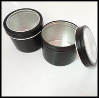 China Durable Aluminum Cosmetic Containers 120g Cream Jar Black Metal Tin Cans Screw Cap for sale