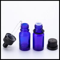 China Cobalt Blue Essential Oil Glass Bottles Dropper Black Cap Tamper Proof 10ml for sale