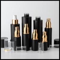 China Frosted Glass Emulsion Essence Cosmetic Bottles Black Pump Head Lotion Container for sale