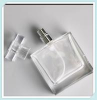 China Square Perfume Spray Bottles Empty Glass Atomizer Container Clear 50ml Capacity for sale
