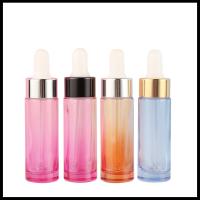 China Colored Glass Cylindrical Dropper Bottle , Cosmetic Serums Essence Bottle 20ml for sale