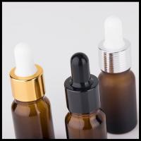 China Amber 10ml Glass Dropper Bottles , Perfume Cosmetic Container Round Shape for sale