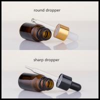 China Amber 10ml Glass Dropper Bottles , Perfume Cosmetic Container Round Shape for sale
