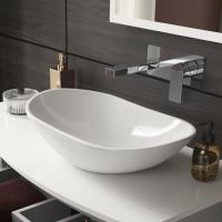 China ISO Thin Minimalist Upper Counter Wash Basin Cloakroom Countertop Basin for sale