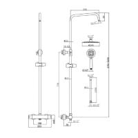 China HONAUS Wall Mounted Exposed Shower Set Matt Black Dual Control Thermostatic 2 Outlet for sale