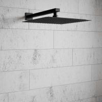 China Matt Black Concealed Valve Showers Concealed Thermostatic Mixer Shower Two Outlets for sale