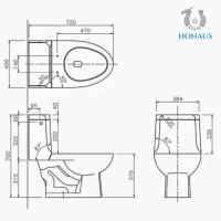 China Ceramic Soft Close Lid Two Piece Toilet Bowl Curved Single Flush Customizable for sale