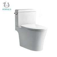 China Modern Two Piece Elongated Toilet Bowl 305mm S Trap Floor Mounted WC 6L Siphonic Flush for sale