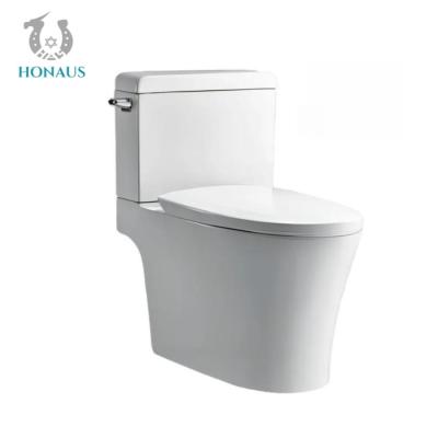 China Modern Two Piece Elongated Toilet Bowl 305mm S Trap Floor Mounted WC 6L Siphonic Flush for sale