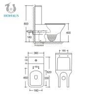 China CUPC Watermark Two Piece Toilet Bowl 250mm S Trap Washdown Dual Flush 620x360x800mm for sale