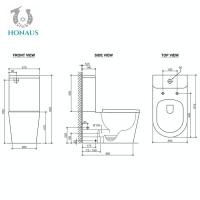 China Black Rimless Two Piece Toilet 825x360x460mm Floor Mounted Wash Down WC with Soft Close Seat for sale