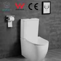 China Hotel Watermark Two Piece Toilet Bowl UF Seat 75-180mm P Trap Floor Mounted Ceramic Water Closet for sale
