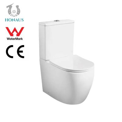 China Hotel Watermark Two Piece Toilet Bowl UF Seat 75-180mm P Trap Floor Mounted Ceramic Water Closet for sale