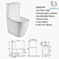 China European Watermark Comfort Height Rimless Toilet Two Piece Floor Mounted 605x380x795mm for sale