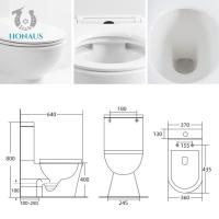 China Customized Two Piece Rimless Toilet 640x370x800mm Soft Close Seat P Trap S Trap for sale