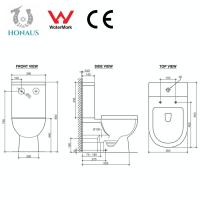 China Australia Watermark CE 2 Piece Water Closet Double Piece Commode Antibacterial for sale