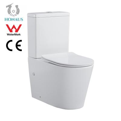China Glazed Trapway Two Piece Toilet Floor Mounted 580x390x840mm Soft Close Seat for sale