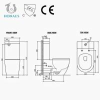 China Modern Two Piece Toilet 610x355x815mm Soft Close Cover Cyclone Flush Floor Mounted for sale