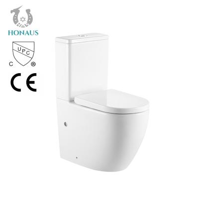 China Modern Two Piece Toilet 610x355x815mm Soft Close Cover Cyclone Flush Floor Mounted for sale