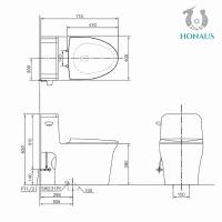 China One Piece Toilet Bowl S Trap 300mm Single Flush Square Shape 710x400x650mm for sale