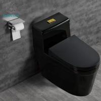 China ISO Anti Blocking Black One Piece Toilet Bowl Single Piece Western Commode for sale