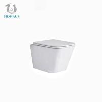 China Ceramic Wall Hung Toilet for Concealed Cistern 510x340x320mm Square Bowl with Soft Close Seat for sale