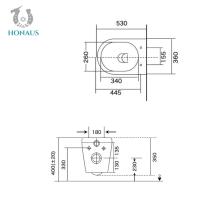 China Ceramic Wall Hung Toilet Bowl 530x360x350mm 400KGS Load Bearing Washdown for sale